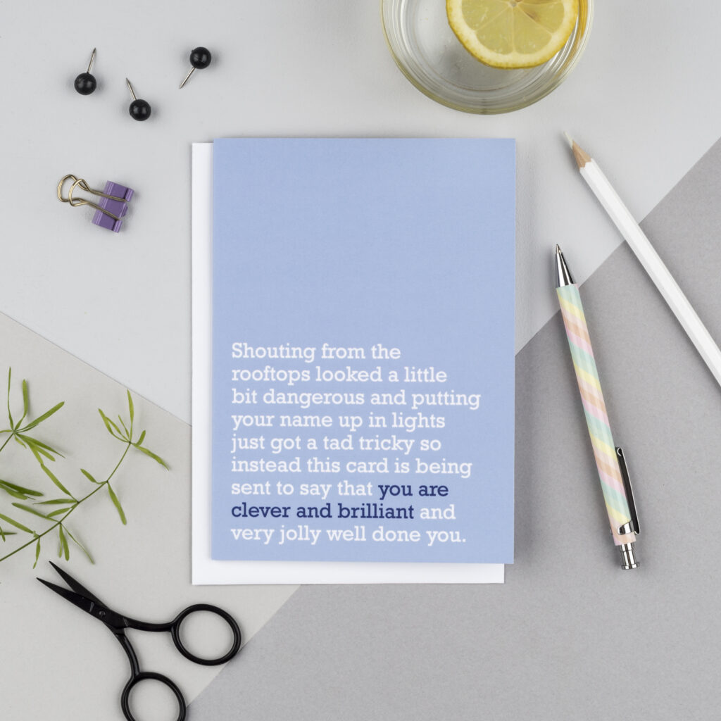 Congratulations Card (Clever) | The Right Lines | Unique Word Based Cards